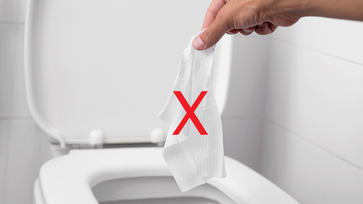Clogged toilet with paper store